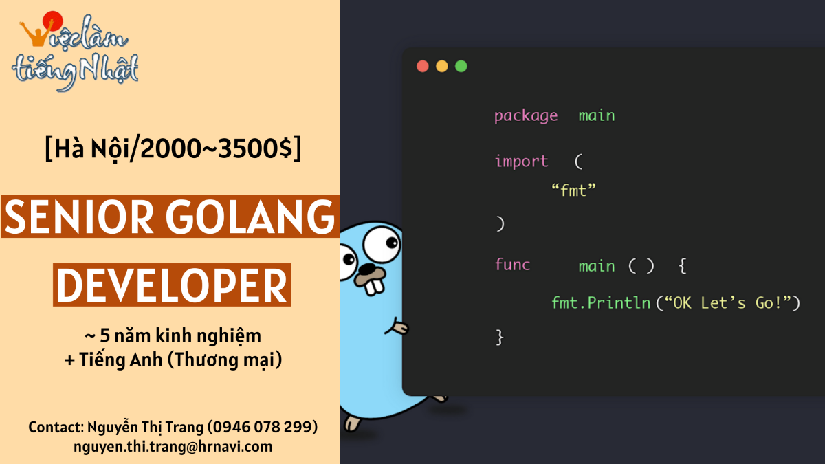 Senior Golang Developer cho công ty của IT Nhật [6098]